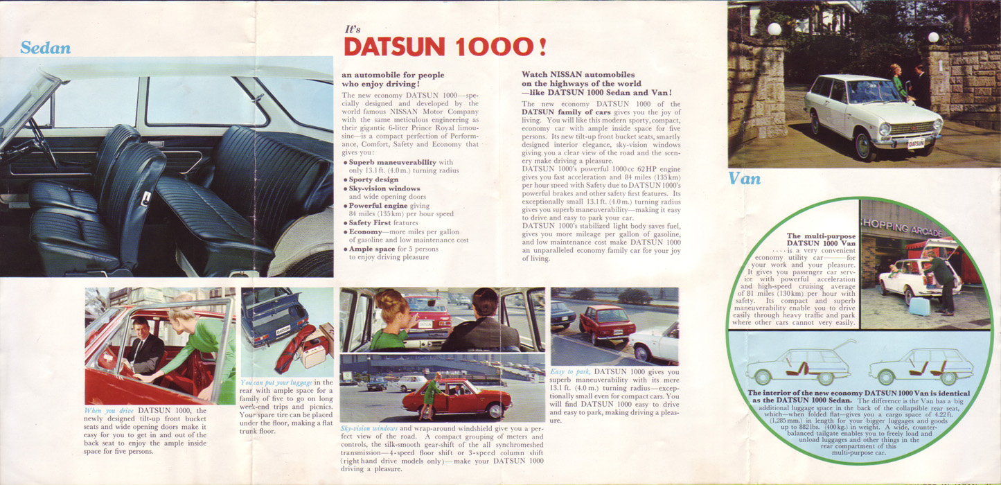 Datsun 1000 Brochure - 1967 - Gives you the Joy of Living - Page 01,02 ...
