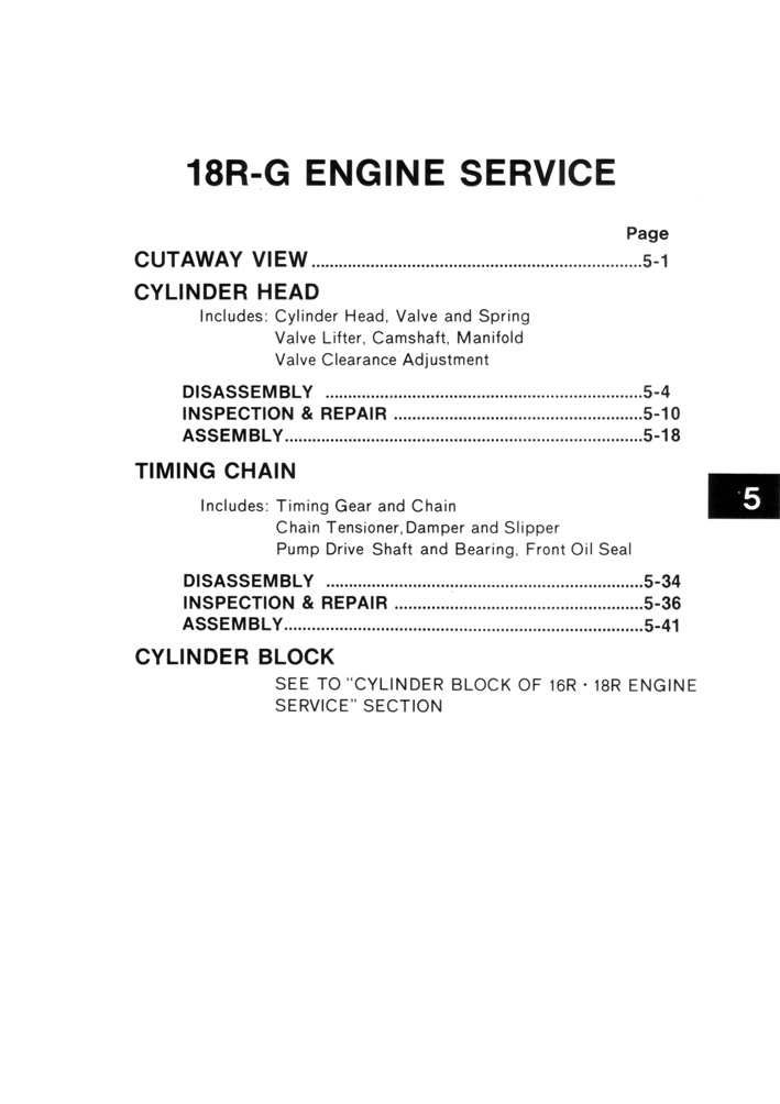 Toyota Service Manual - 18R Engine - Page 05-01 (100dpi) - Retro JDM